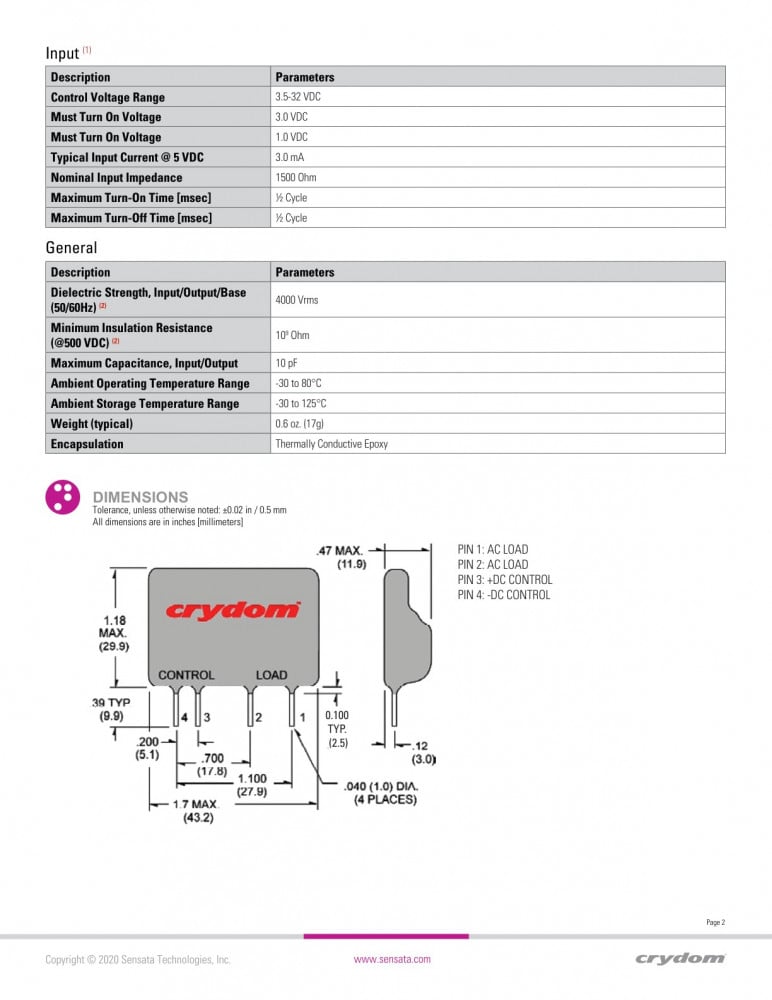 D2W203F technical document page 2