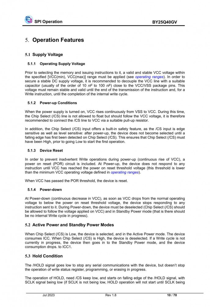 BY25Q40GVTIG(R) datasheet page 10