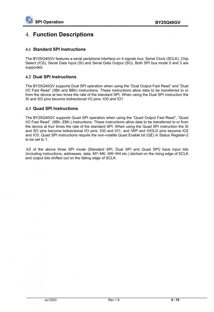 BY25Q40GVTIG(R) datasheet page 9