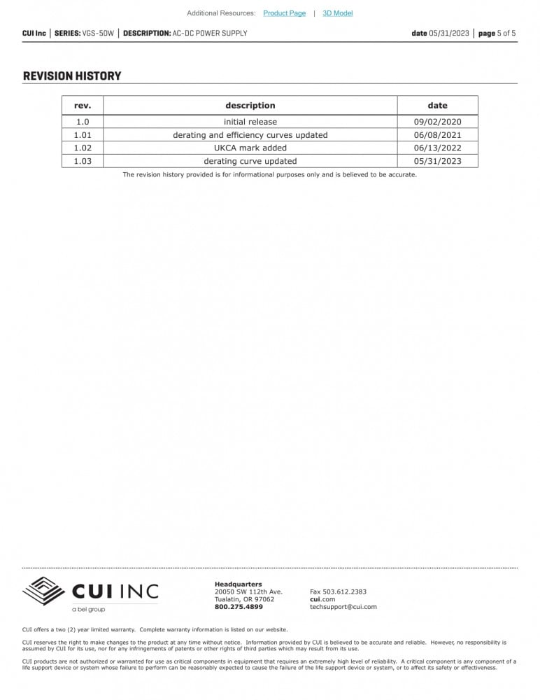 CUI VGS-50W datasheet page 5