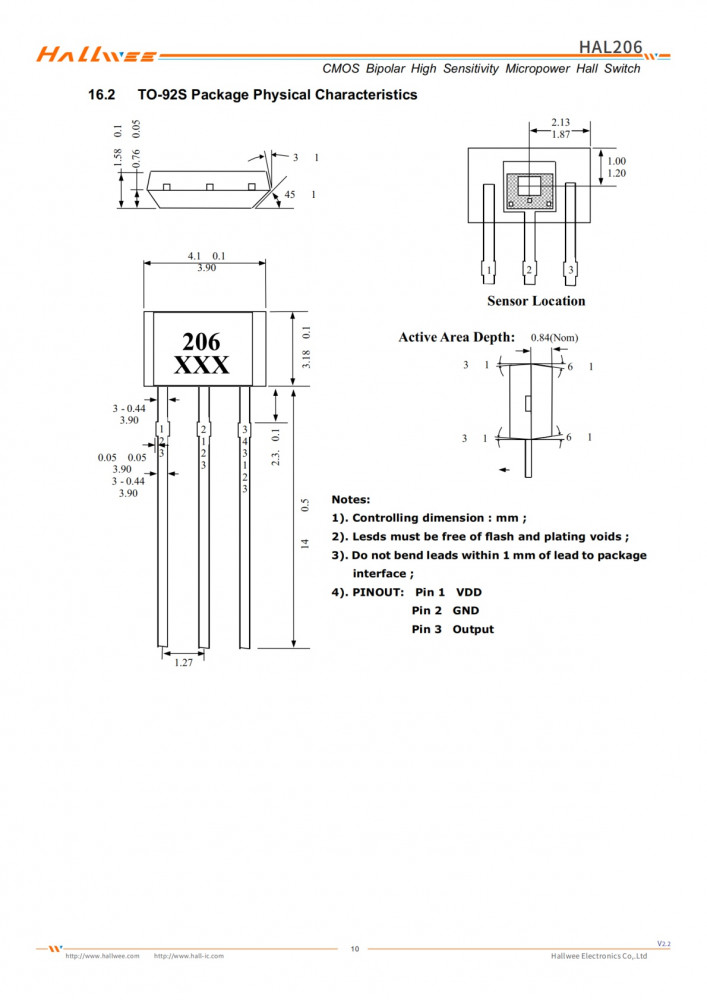 HAL206SO technical document page 10