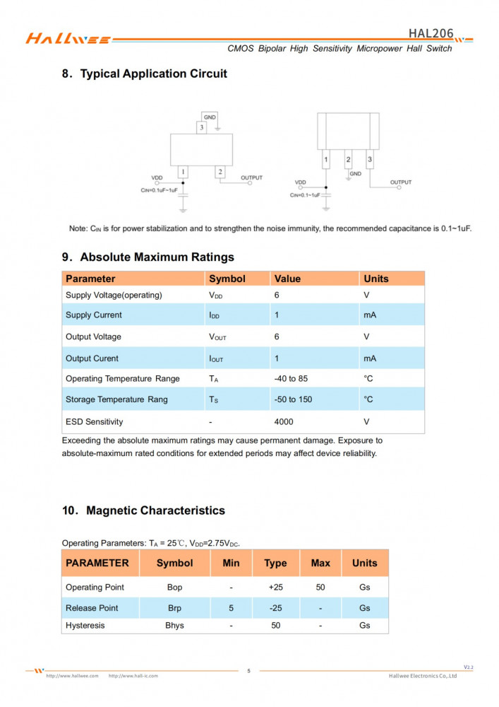 HAL206SO technical document page 5