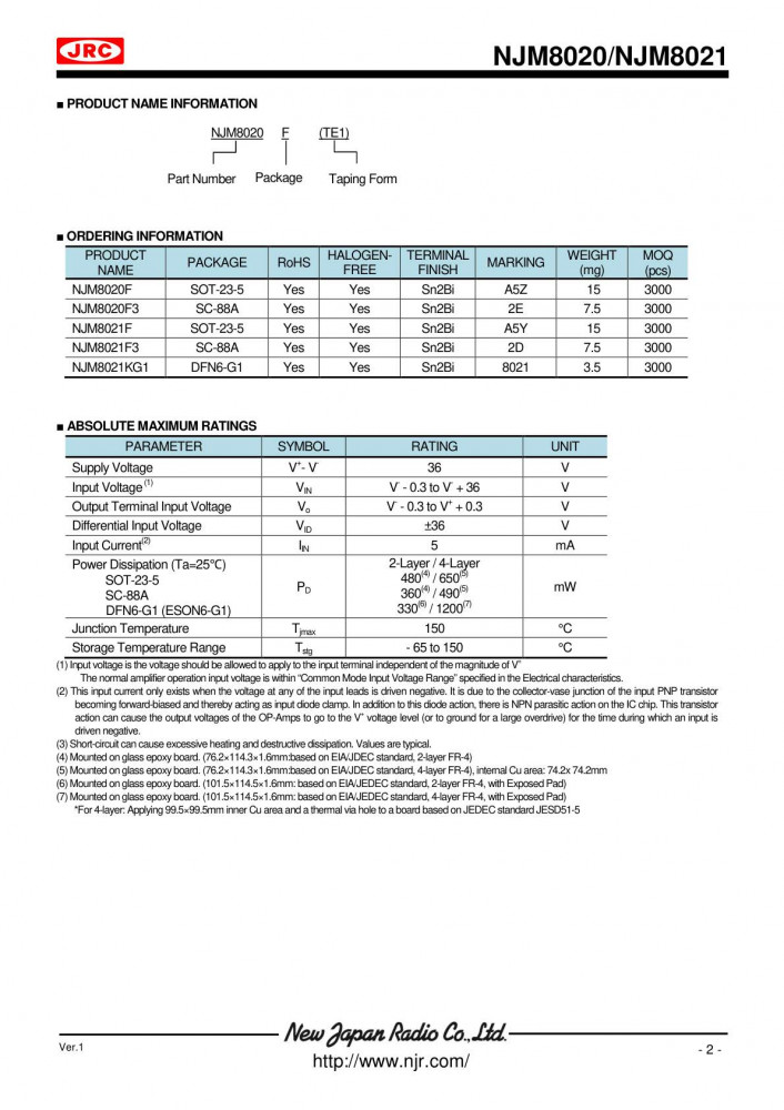 NJM8021 datasheet page 2