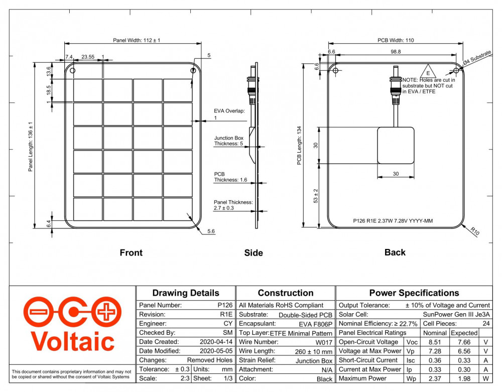 5366 Voltaic P126 panel drawing