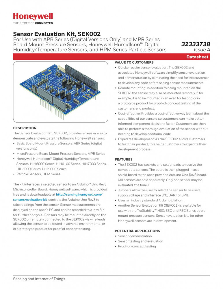 Honeywell SEK002 datasheet cover