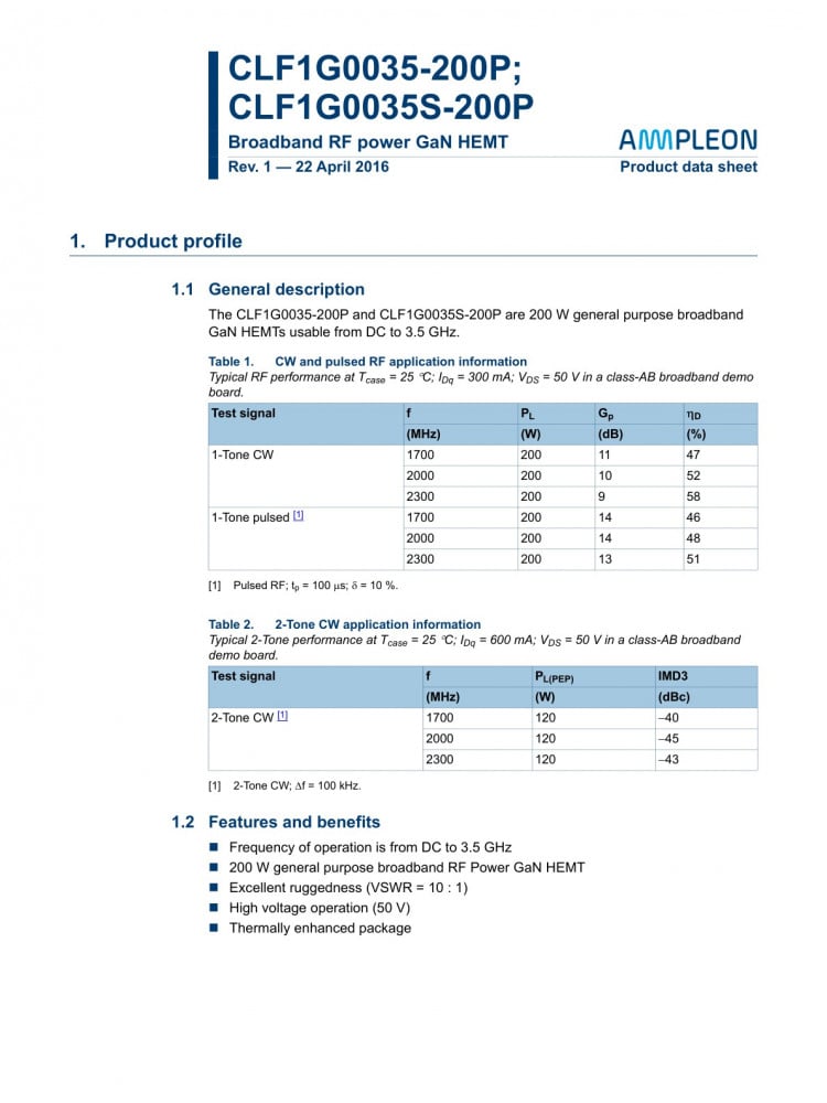 CLF1G0035-200P datasheet page 1