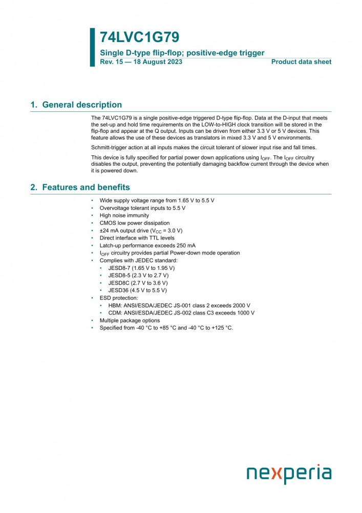 Datasheet page 1