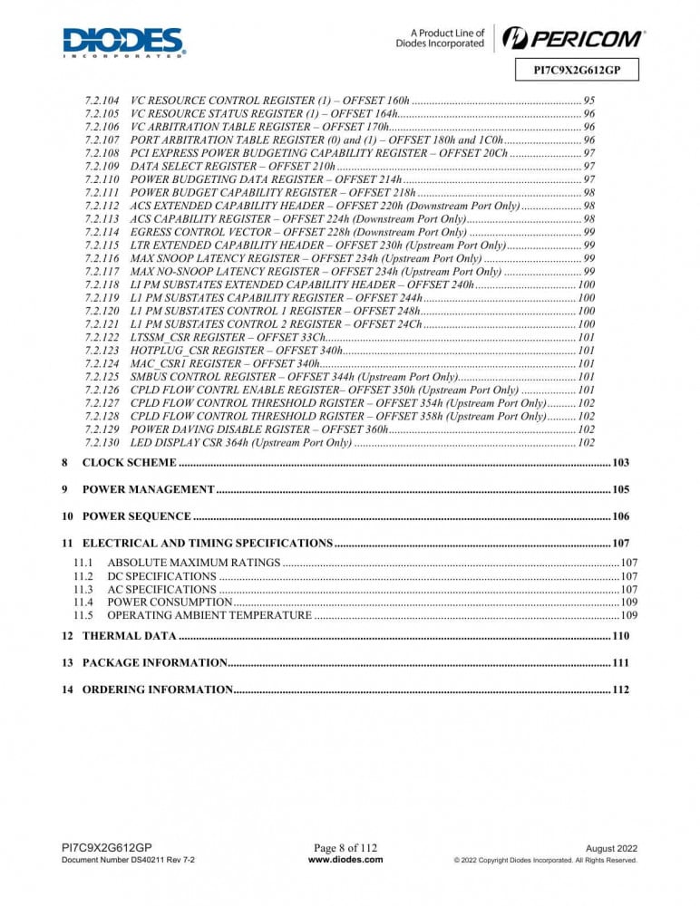 PI7C9X2G612GP datasheet page 8