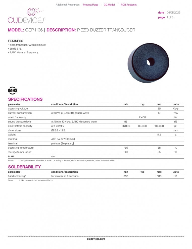 CEP-1106 datasheet page 1