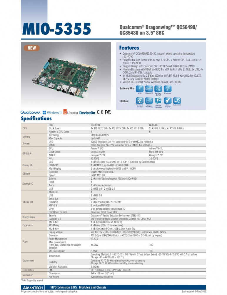 MIO-5355 technical document page 1