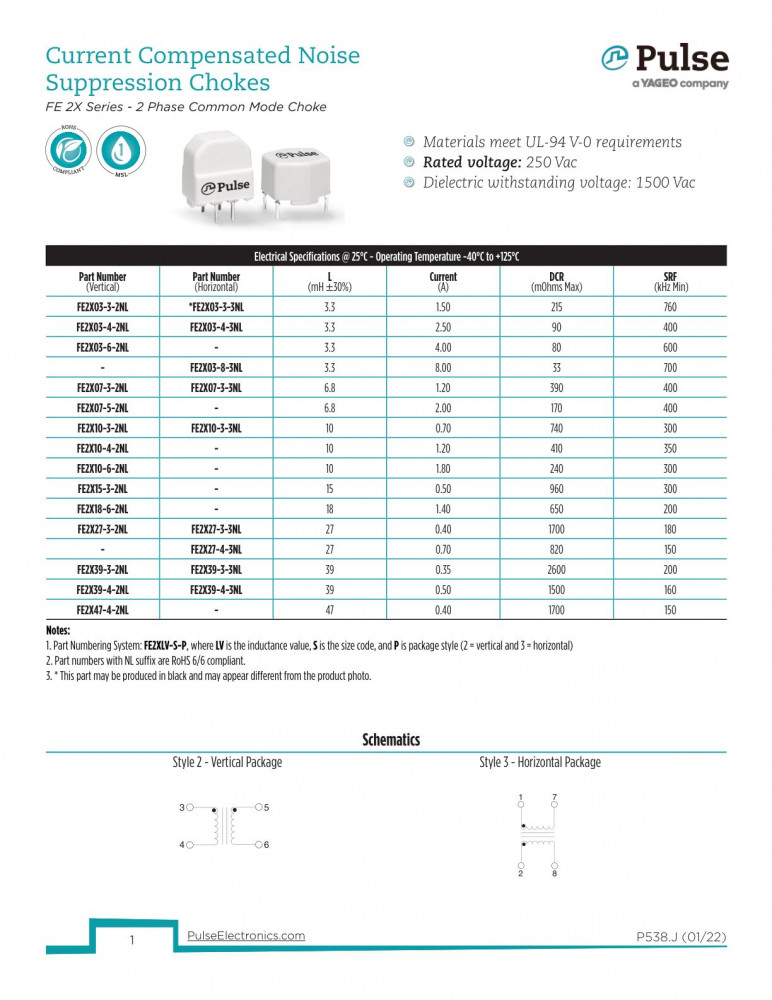 FE2X Series datasheet page 1