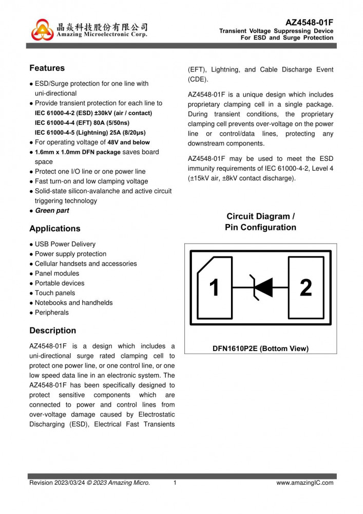 AZ4548-01F datasheet page 1