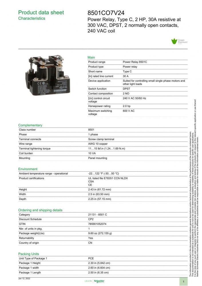 8501CO7V24 technical document page 1