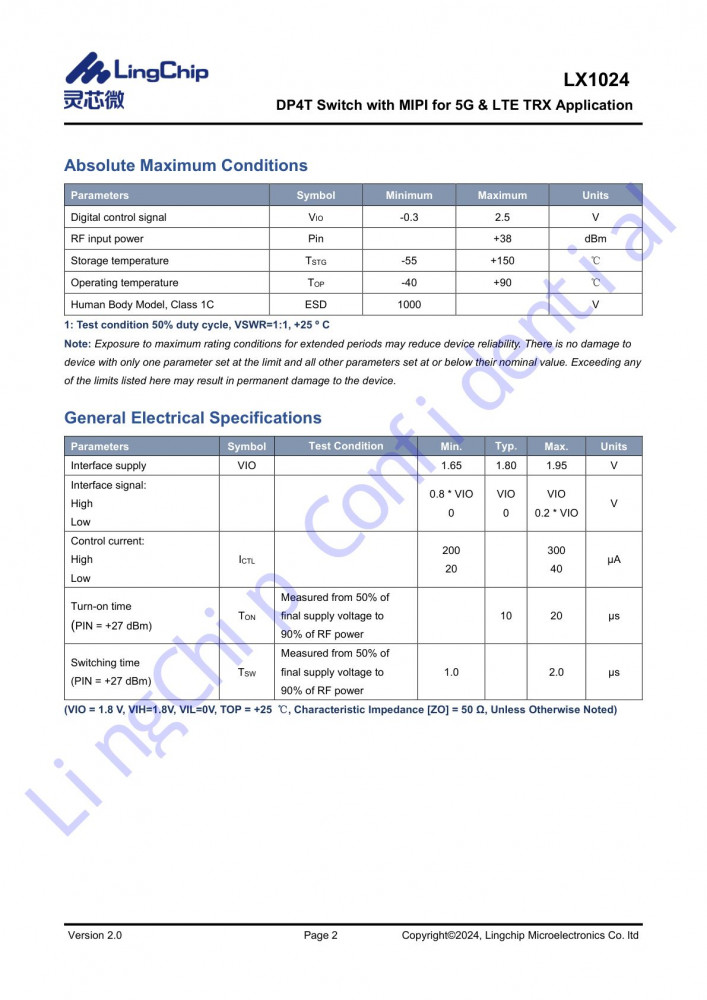 LX1024 technical document page 2