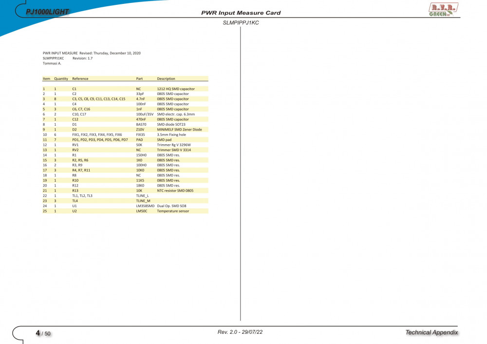 PJ1000LIGHT technical annex page 6