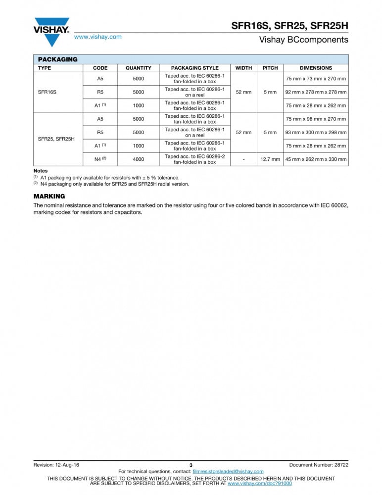 Vishay SFR25 datasheet page 3