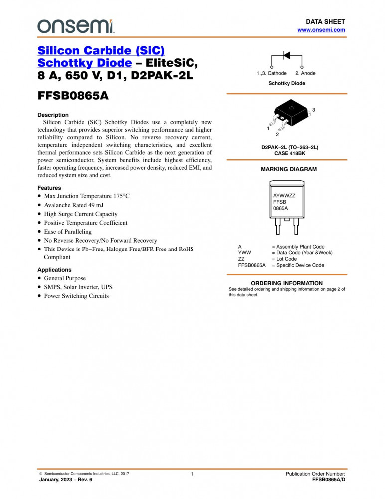FFSB0865A datasheet page 1