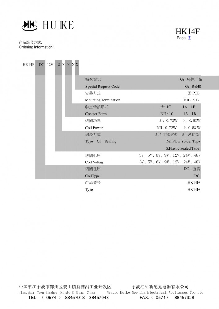 HUIKE HK14F specification page 7