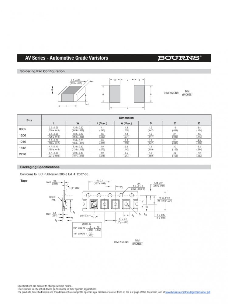BOURNS AV Series datasheet page 8
