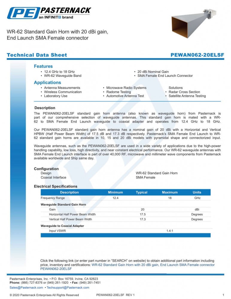 PEWAN062-20ELSF datasheet page 1