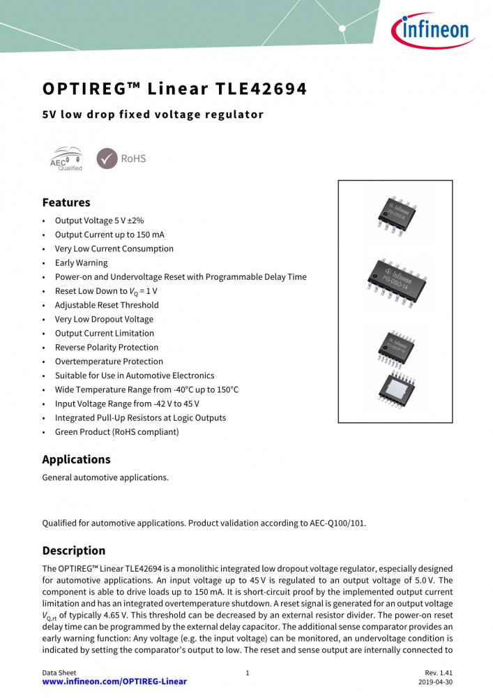 TLE42694GM datasheet page 1