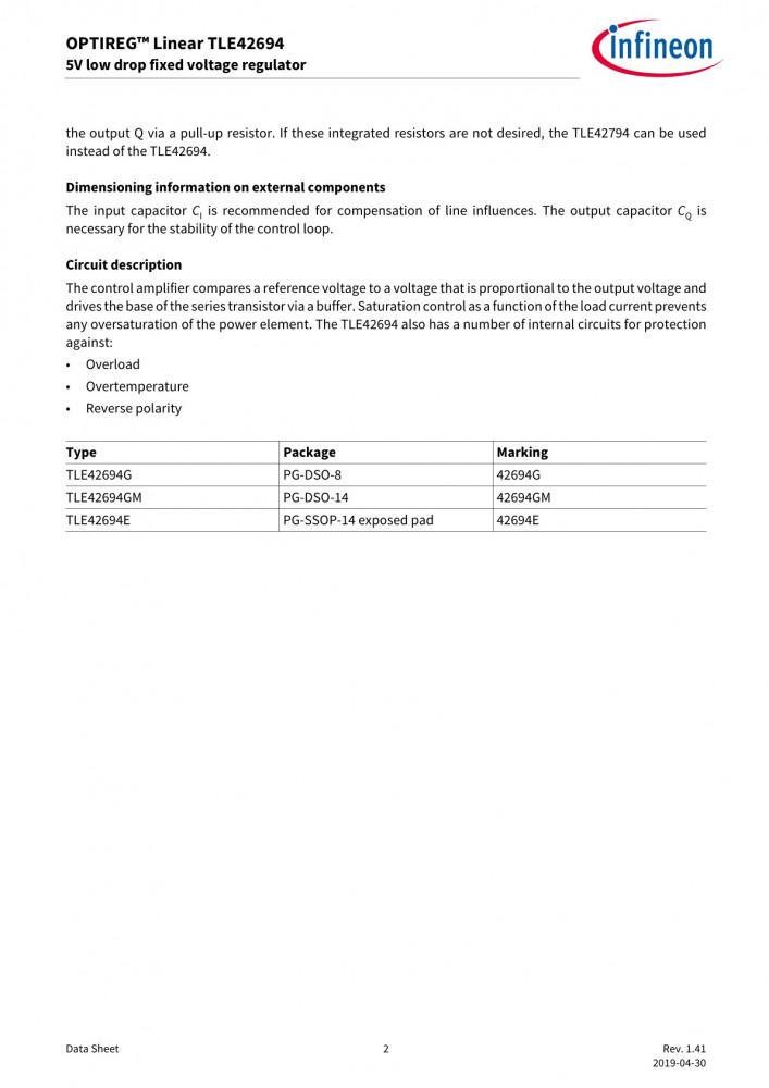 TLE42694GM datasheet page 2