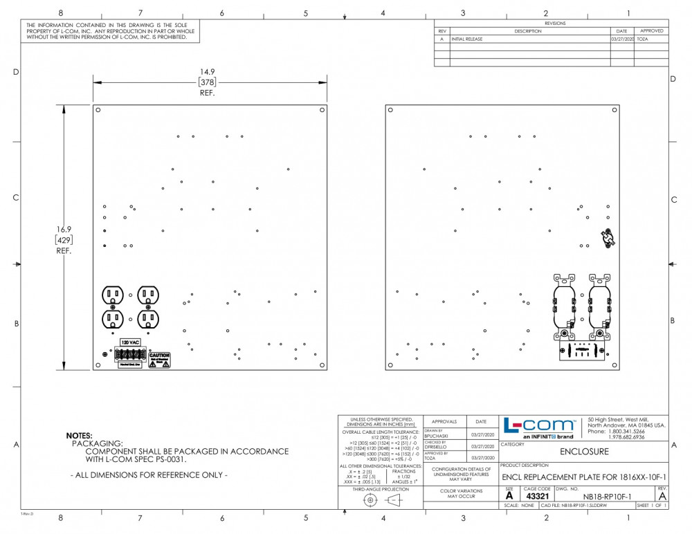 L-com NB18-RP10F-1 technical document preview
