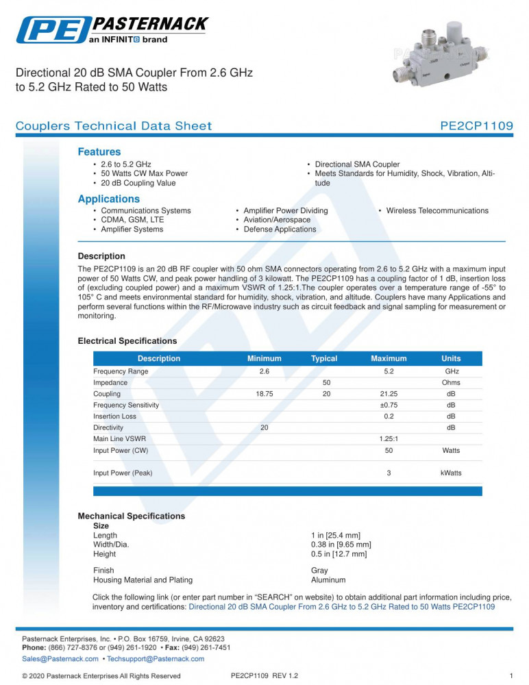 PE2CP1109 technical document page 1