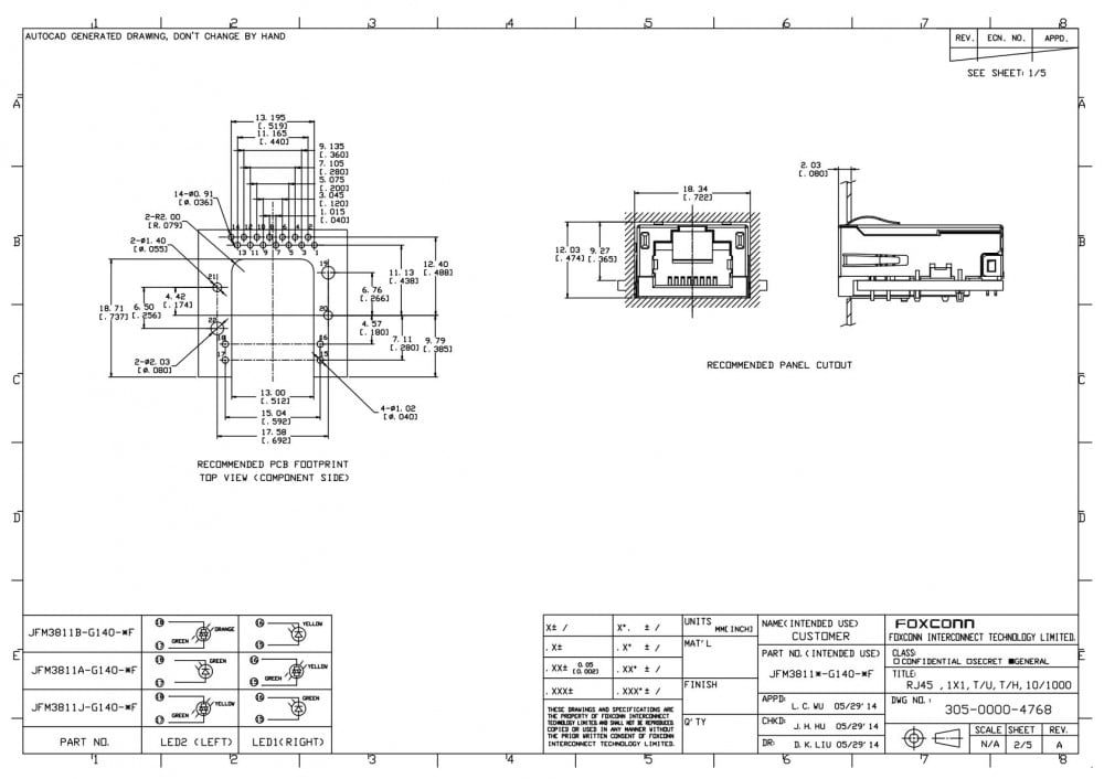 FOXCONN JFM3811J-G140-4F technical drawing page 2