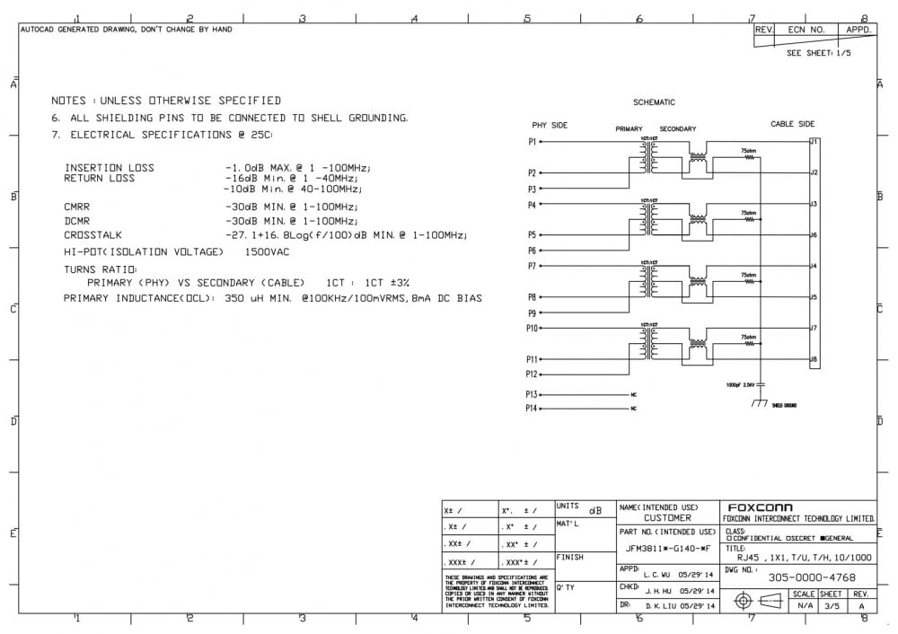 FOXCONN JFM3811J-G140-4F technical drawing page 3