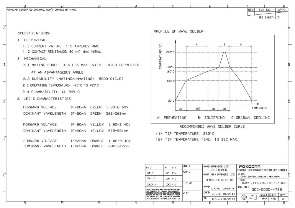 FOXCONN JFM3811J-G140-4F technical drawing page 4