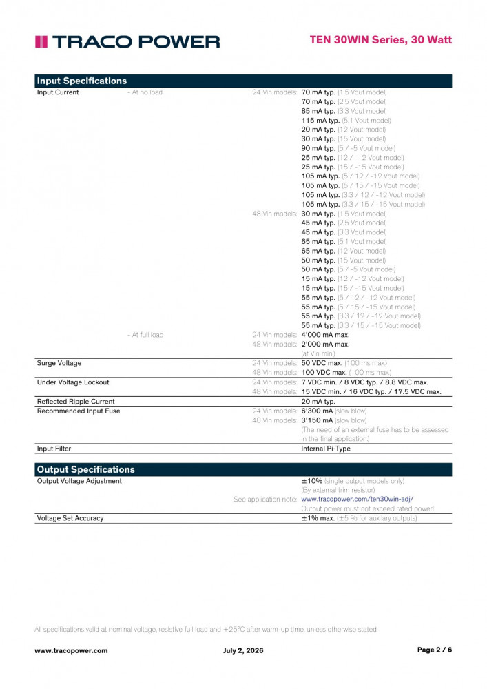 TEN 30WIN product documentation, page 2