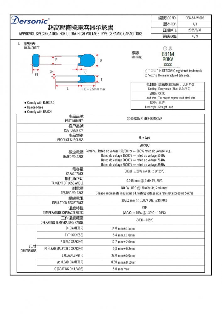 Dersonic approval specification page 5