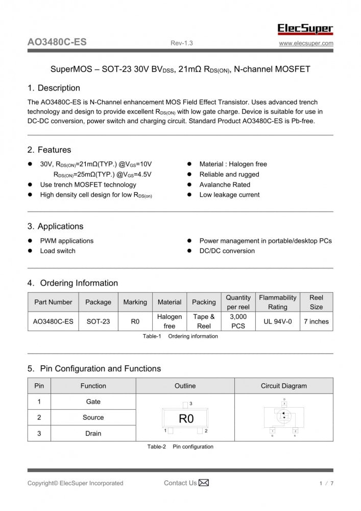 AO3480C-ES datasheet page 1