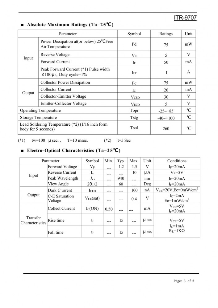 DP-ITR9707 datasheet page 3