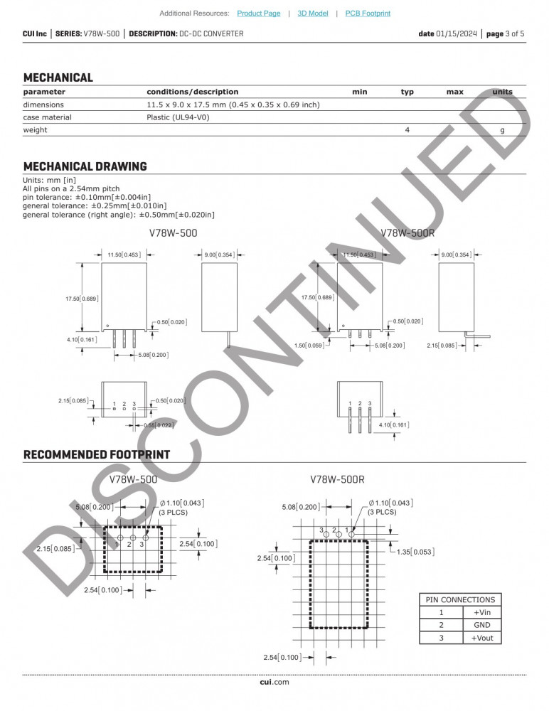 CUI V7803W-500R datasheet page 3