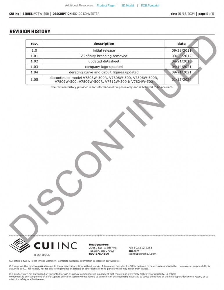 CUI V7803W-500R datasheet page 5