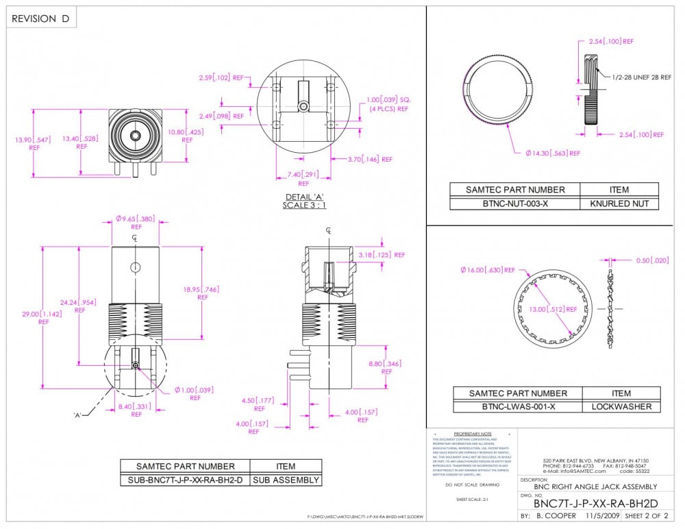 Samtec BNC7T-J-P-GN-RA-BH2D technical drawing page 2