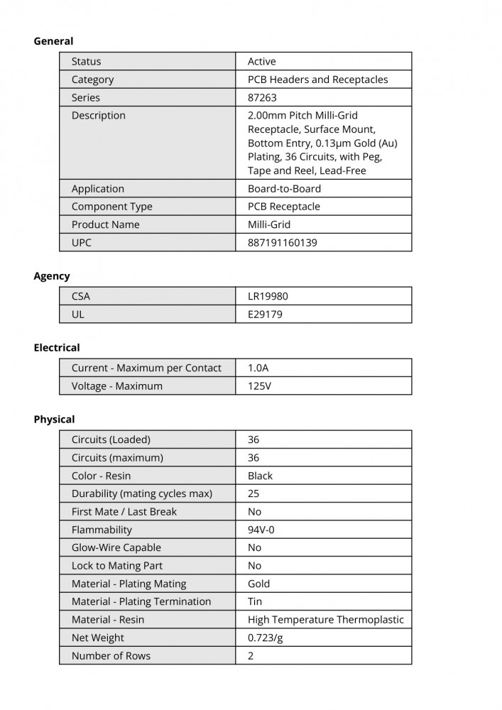 Technical document image 2 for MOLEX 872633686