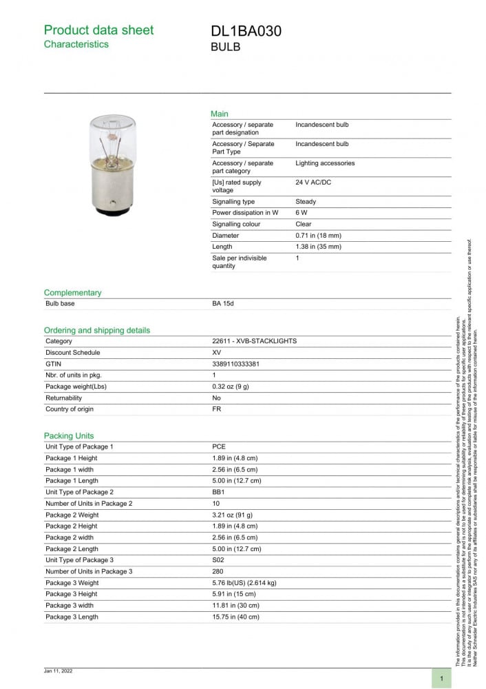 DL1BA030 technical document page 1