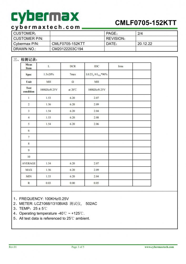 CMLF0705-152KTT inspection record page 3
