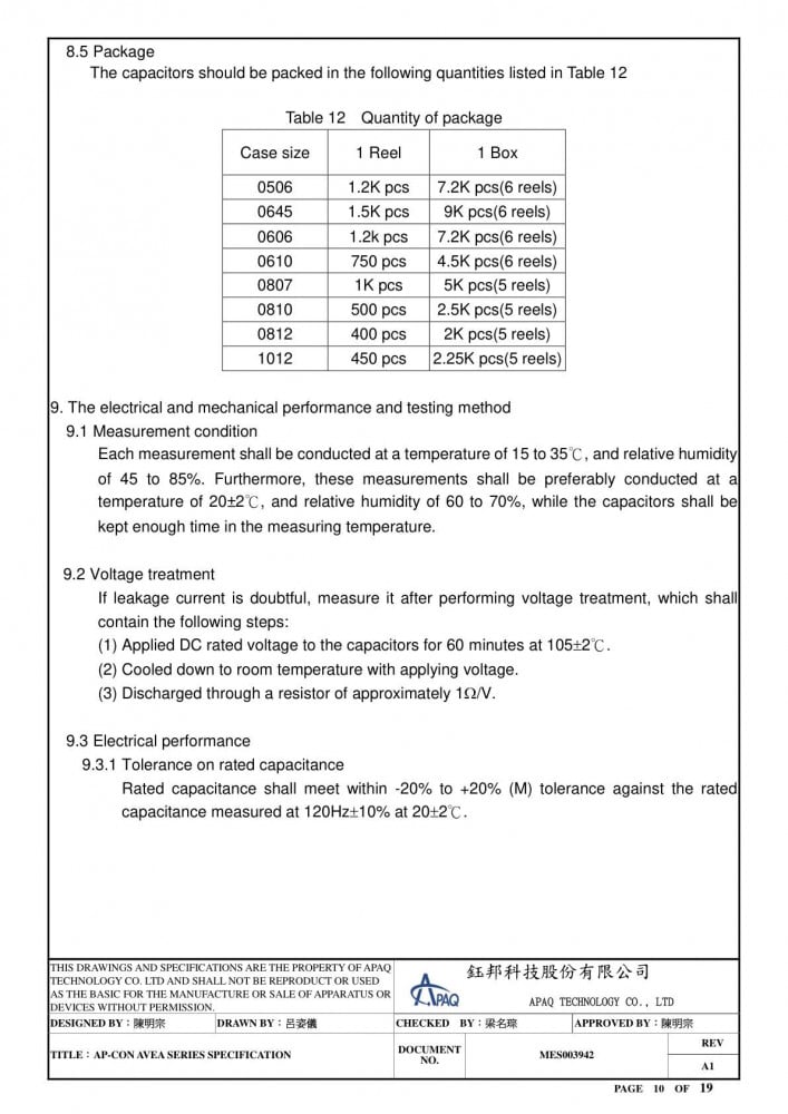 APAQ 160AVEA102M1012 specification page 10