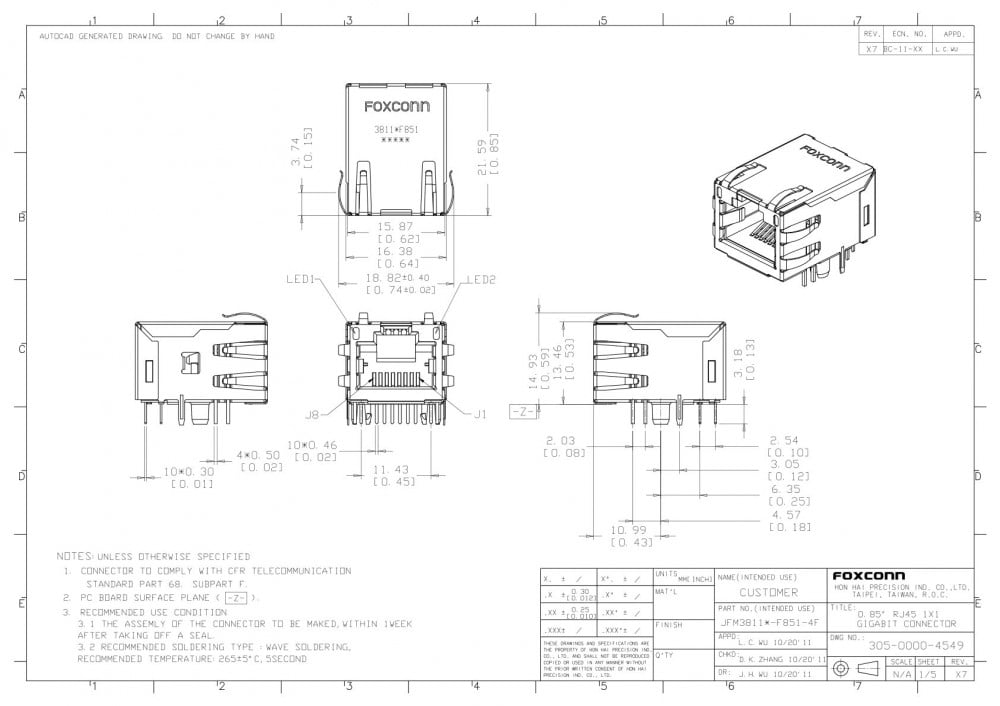 FOXCONN JFM3811A-F851-4F drawing page 1