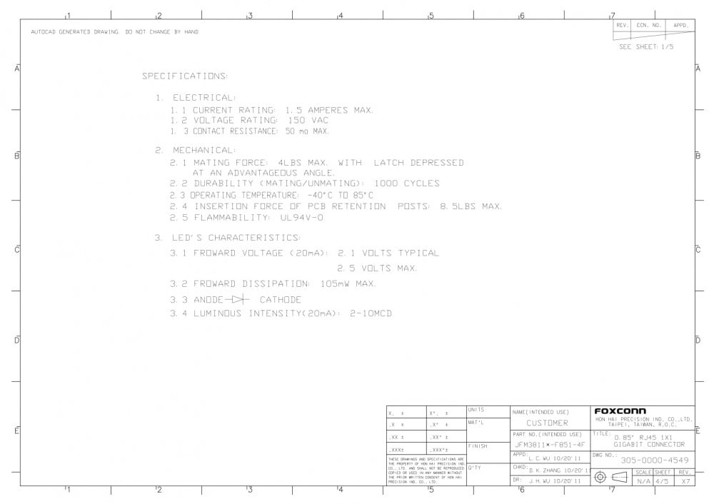FOXCONN JFM3811A-F851-4F drawing page 4