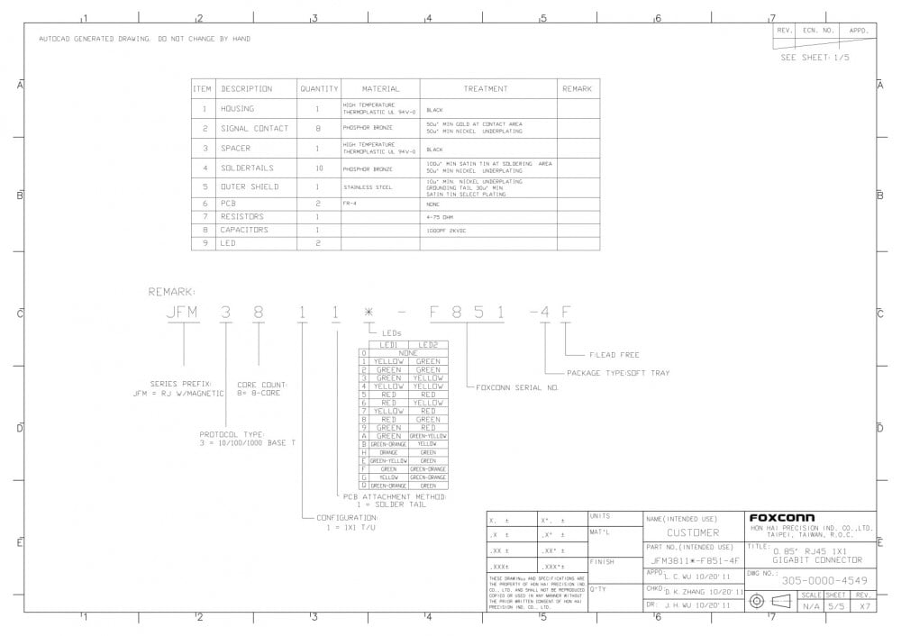 FOXCONN JFM3811A-F851-4F drawing page 5