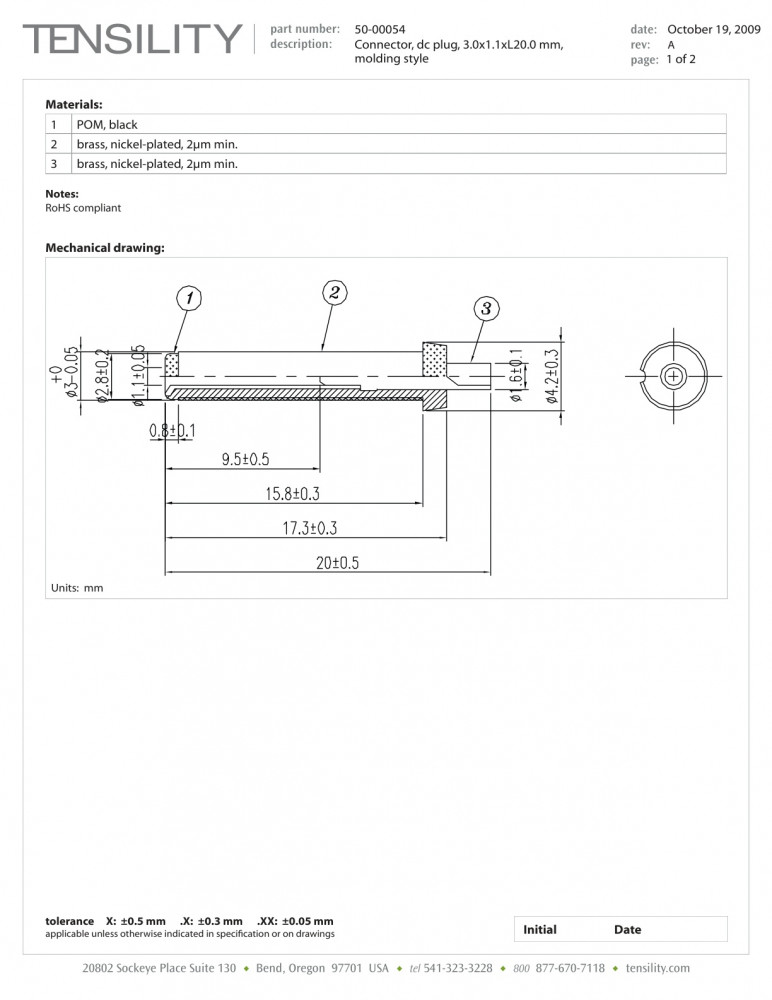 50-00054 specification drawing page 1
