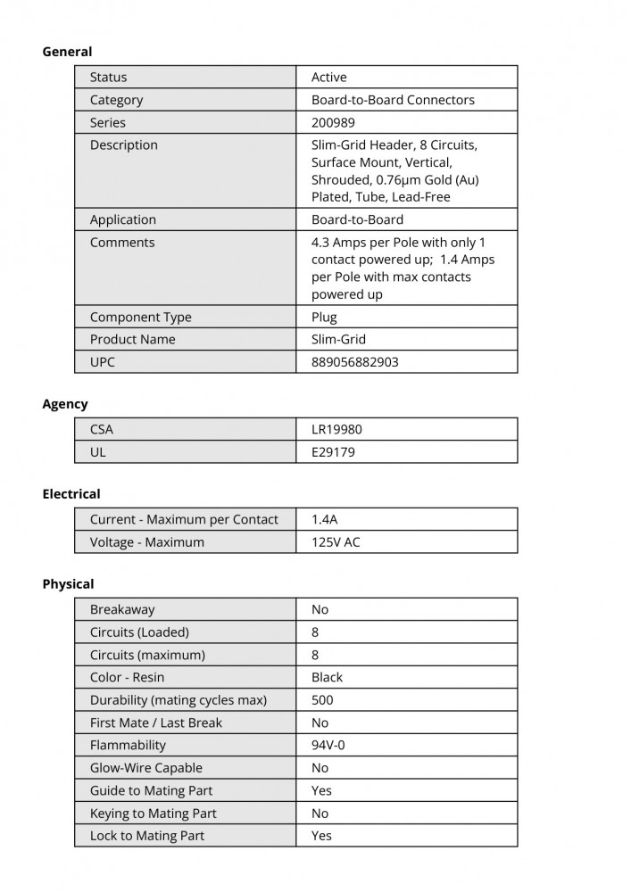 Technical document page 2 for MOLEX 2009890208