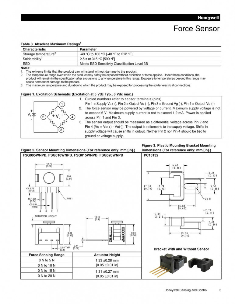Honeywell FSG Series datasheet page 3