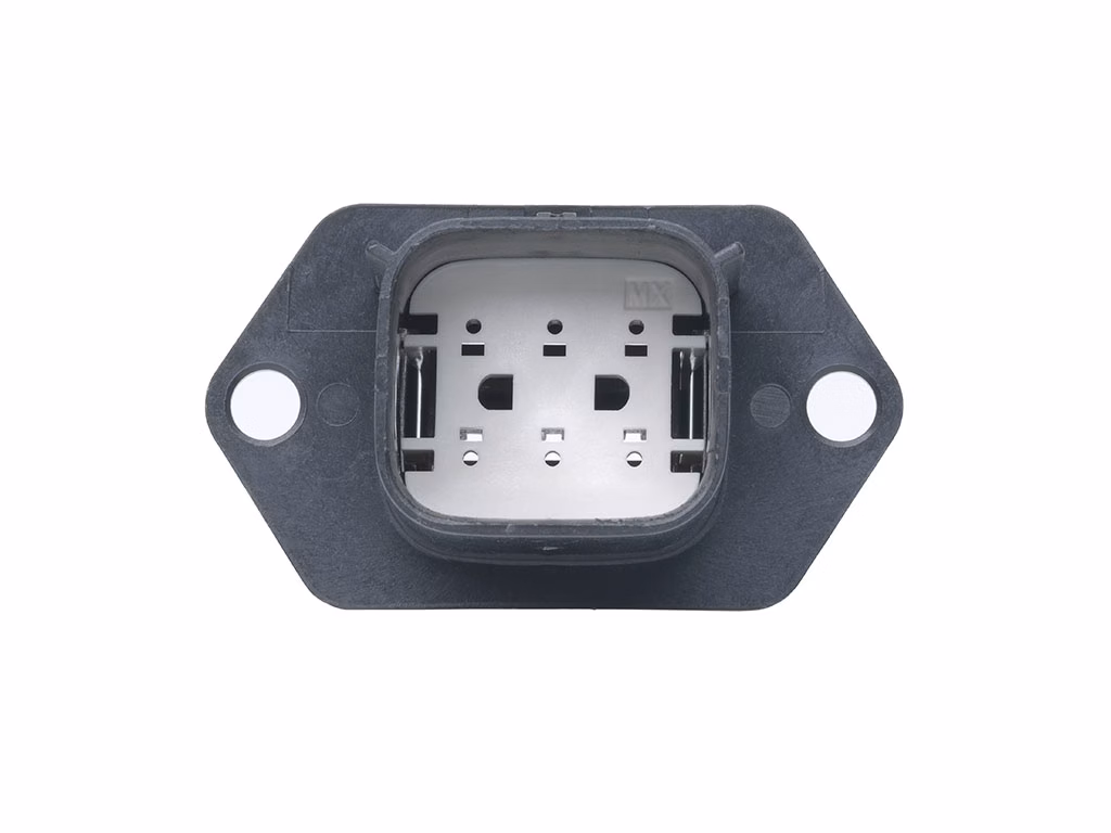 MX150L 10 Circuit Panel Mount Plug for 22-14 AWG Wire, Rear Mount Flange Assembly, with Gasket, Black