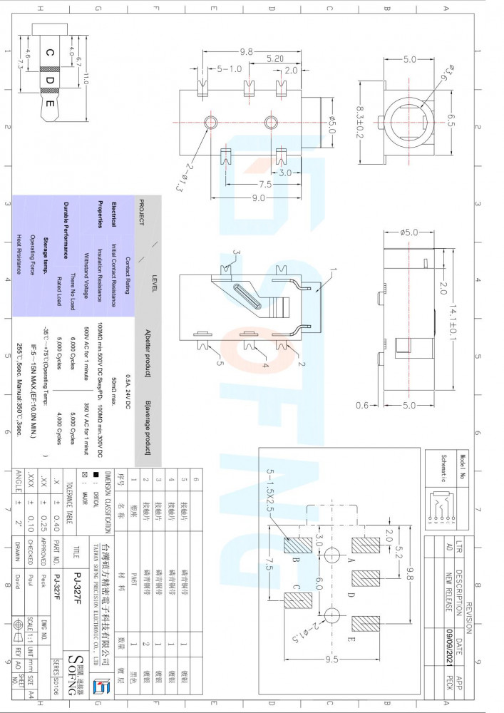 SOFNG PJ-327F technical document page